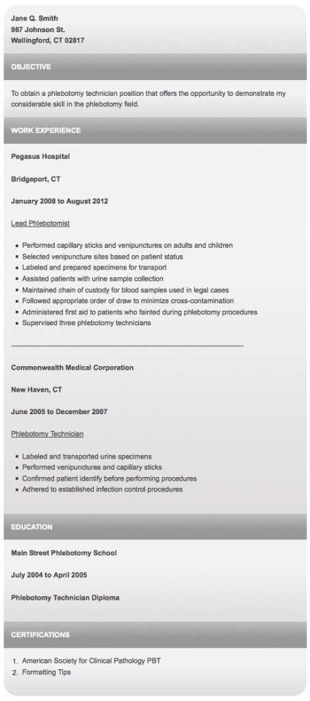 Phlebotomist Resume Writing Advice (Sample Included) - PTG